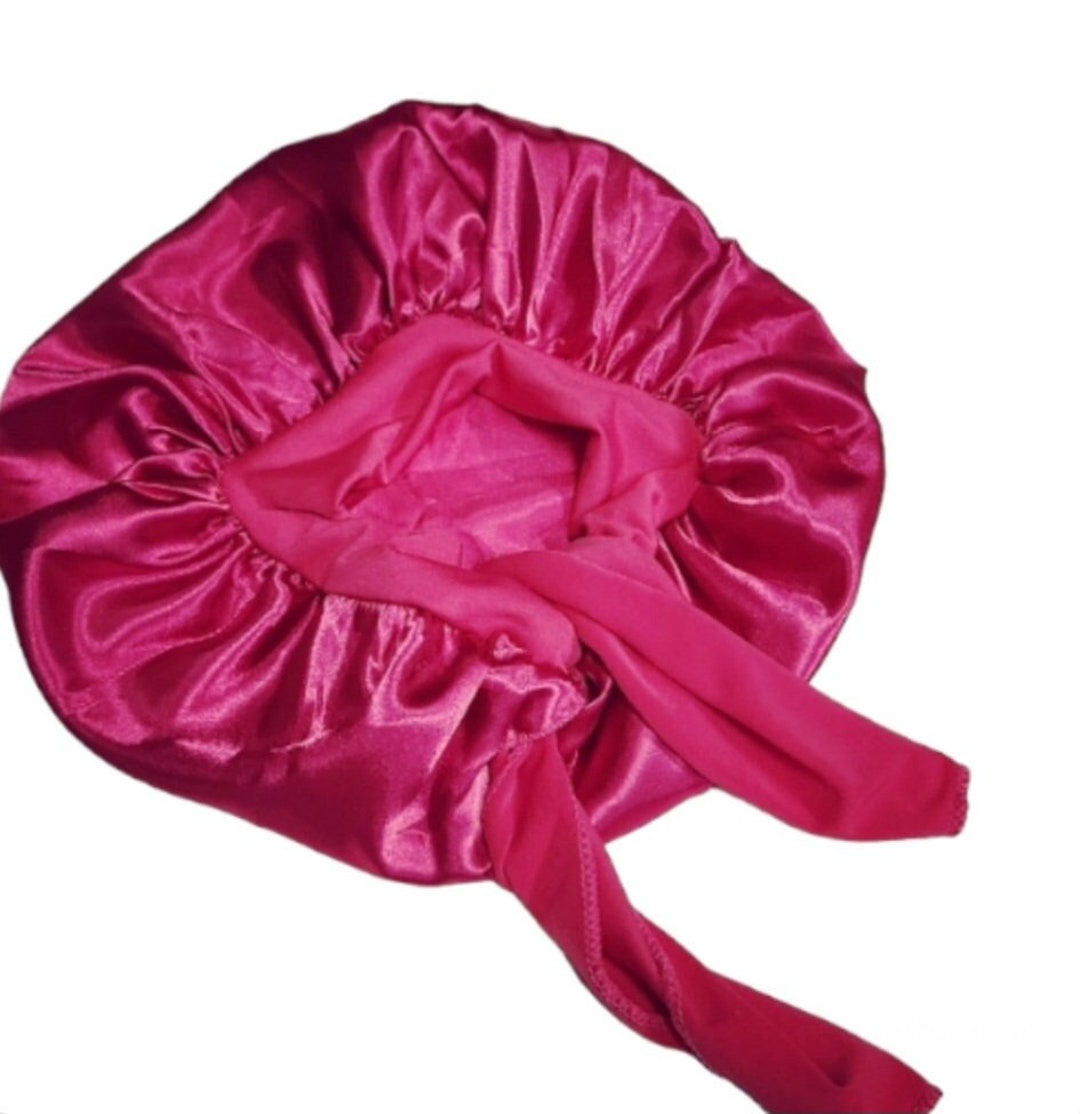 Kids Satin Bowtie Bonnet Hot Pink Bonnet Headband Bow Bonnet Soft ...