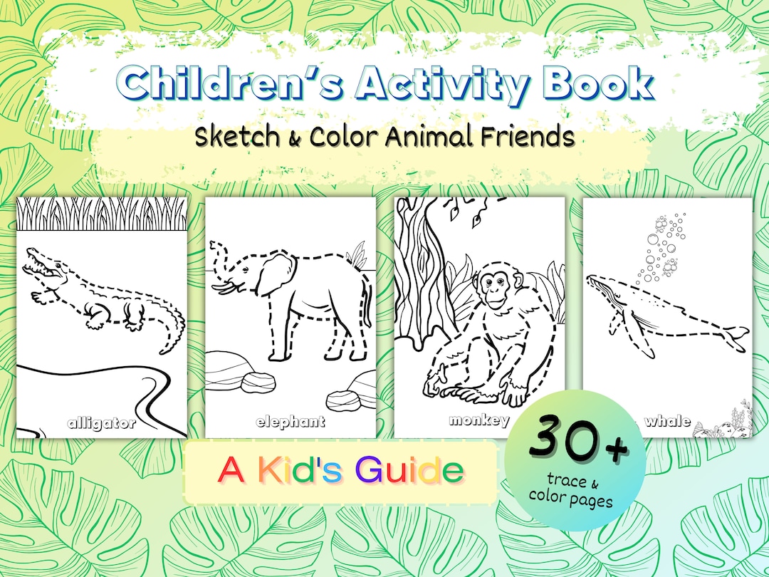 Kid's Activity Pack: Animal Coloring Book | Kid's Tracing and Coloring ...
