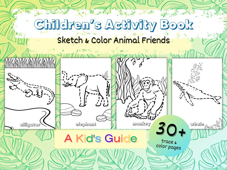 Kid's Activity Pack: Animal Coloring Book | Kid's Tracing and Coloring ...