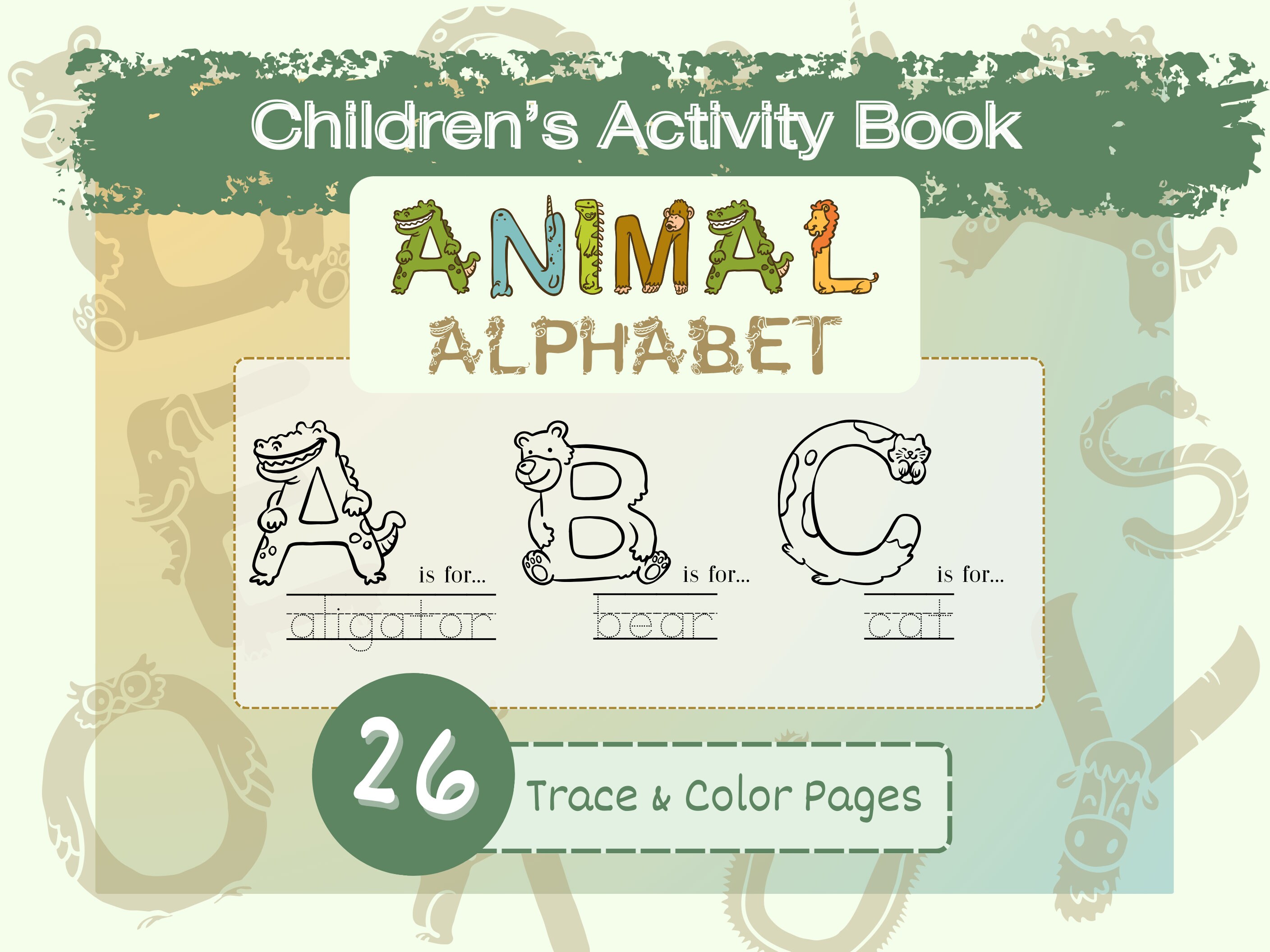 Kid's Activity Pack: Animal Coloring Book | Kid's Tracing and Coloring ...