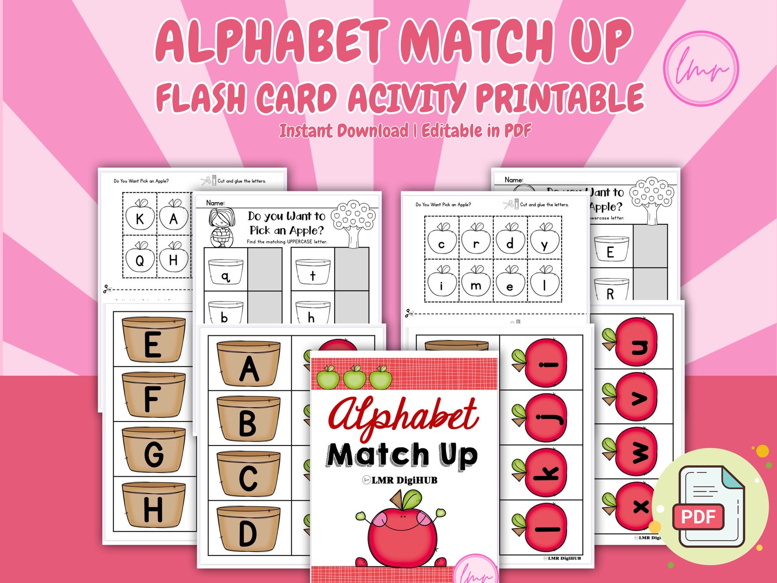 Alphabet Match up Flash Card Activity PDF Editable Ready-to-print - Etsy