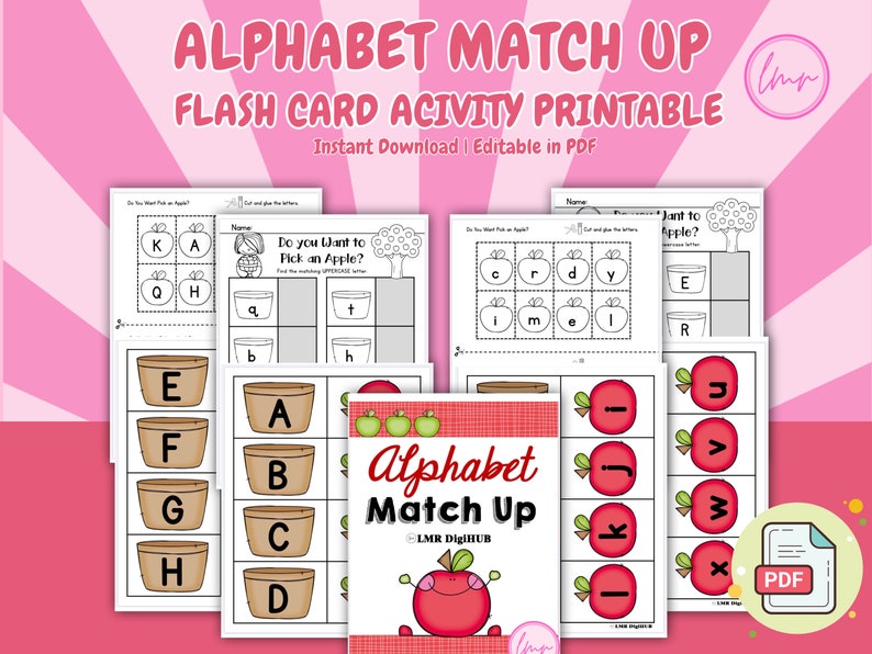 Alphabet Match up Flash Card Activity PDF Editable Ready-to-print - Etsy