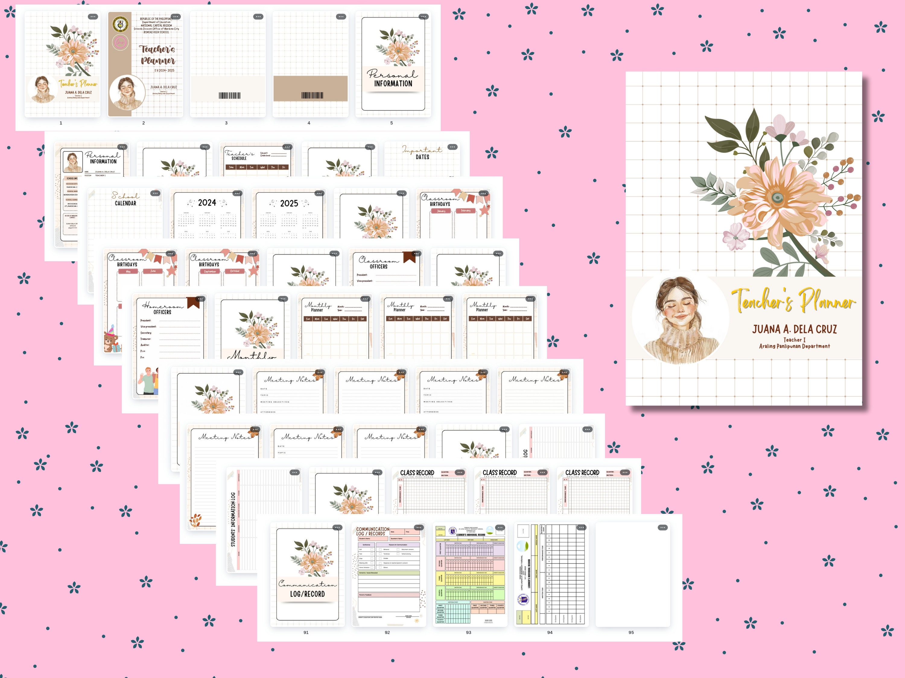 Teacher'planner Canva Template Editable - Etsy