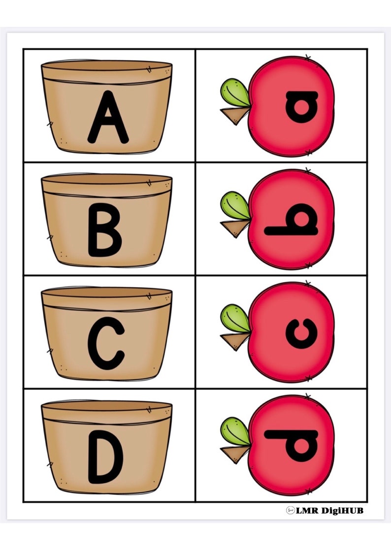 Alphabet Match up Flash Card Activity PDF Editable Ready-to-print - Etsy