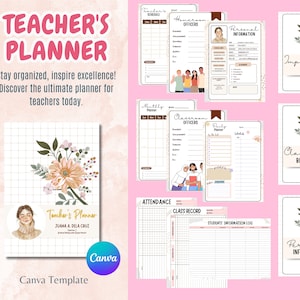Teacher'planner Canva Template Editable - Etsy
