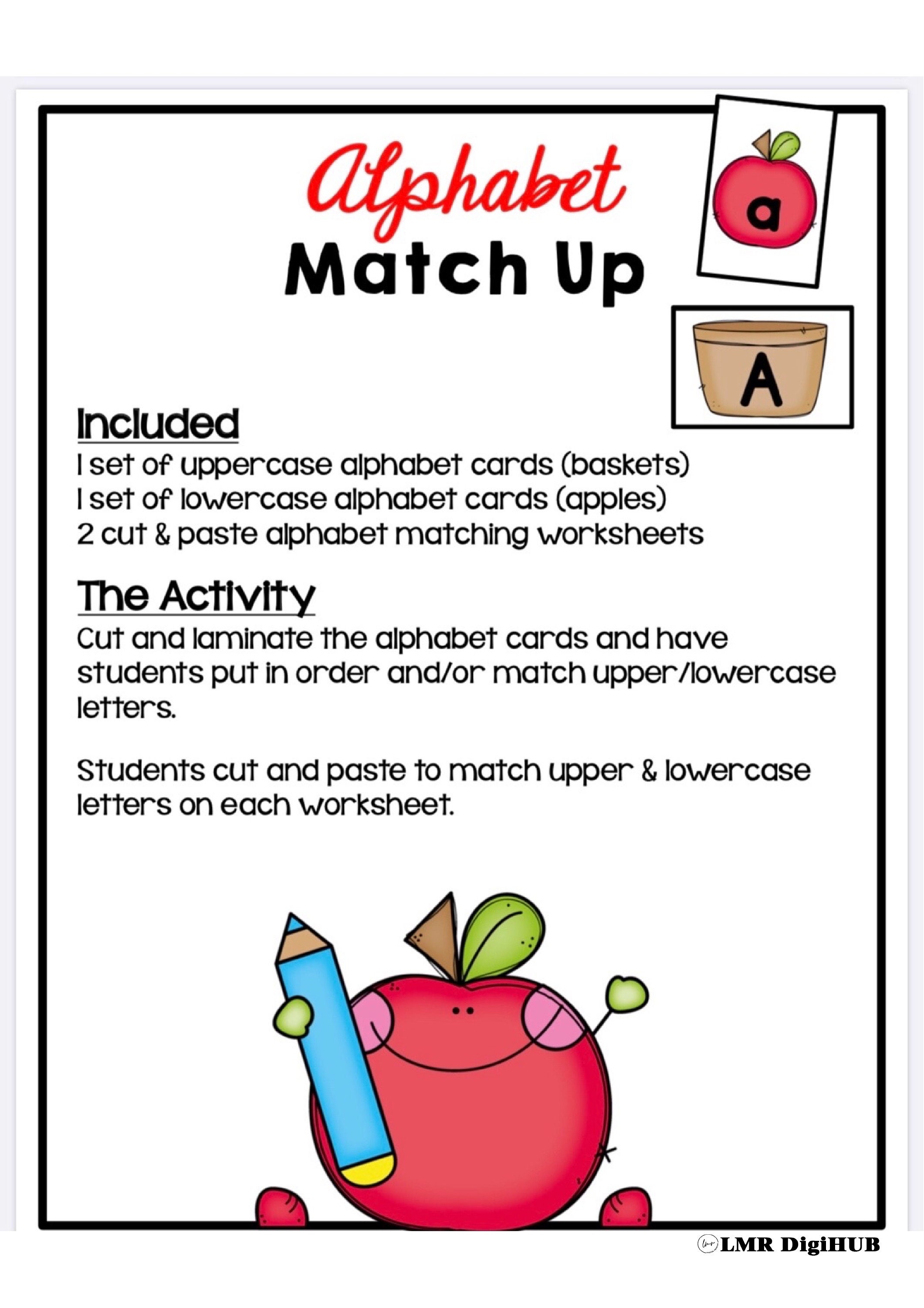 Alphabet Match up Flash Card Activity PDF Editable Ready-to-print - Etsy