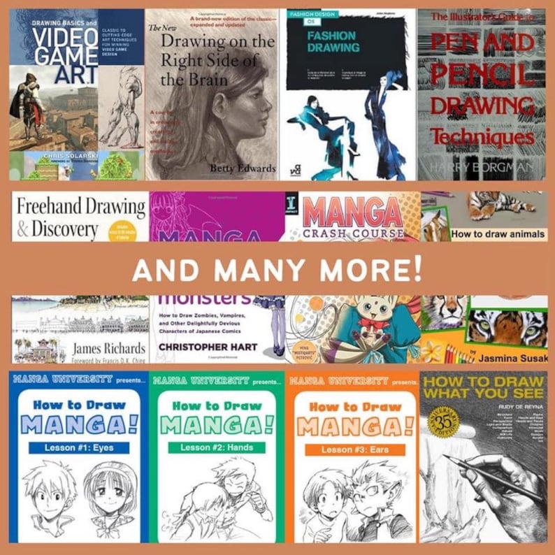 DRAWING LEARNING MATERIALS Access More the 500 Drawing E-books Learn How to Draw - Etsy