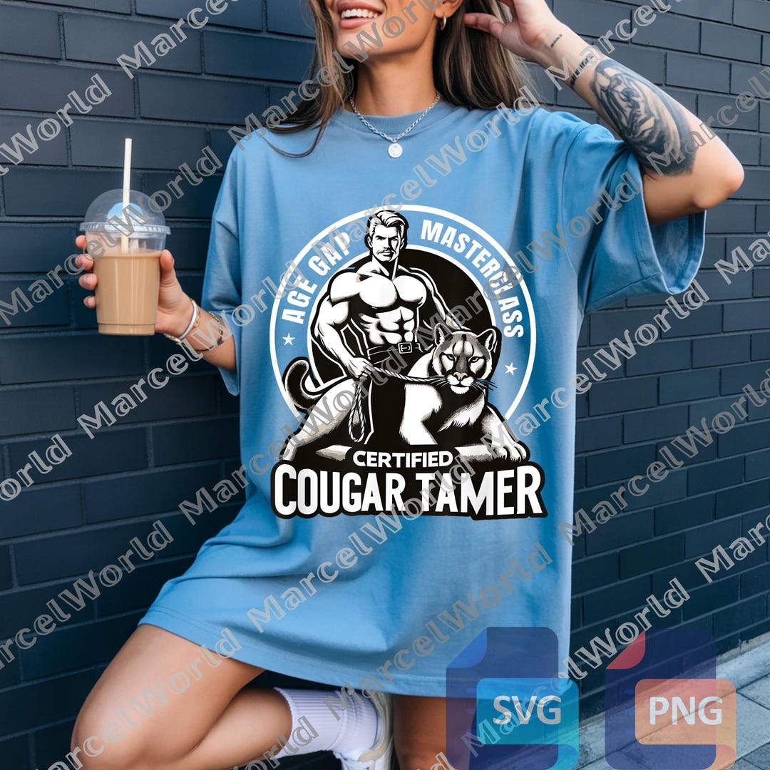 Certified Cougar Tamer Png, Funny Meme Parody PNG, Humorous Sublimation ...