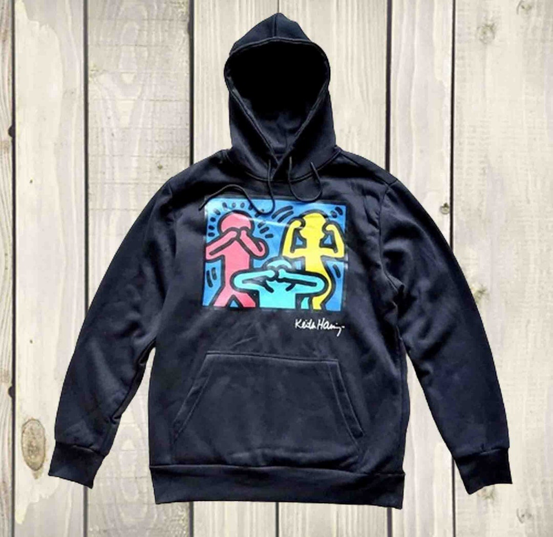 Pop Art Clothes of Keith Haring Pullover Black Hoodie Series Gift for ...
