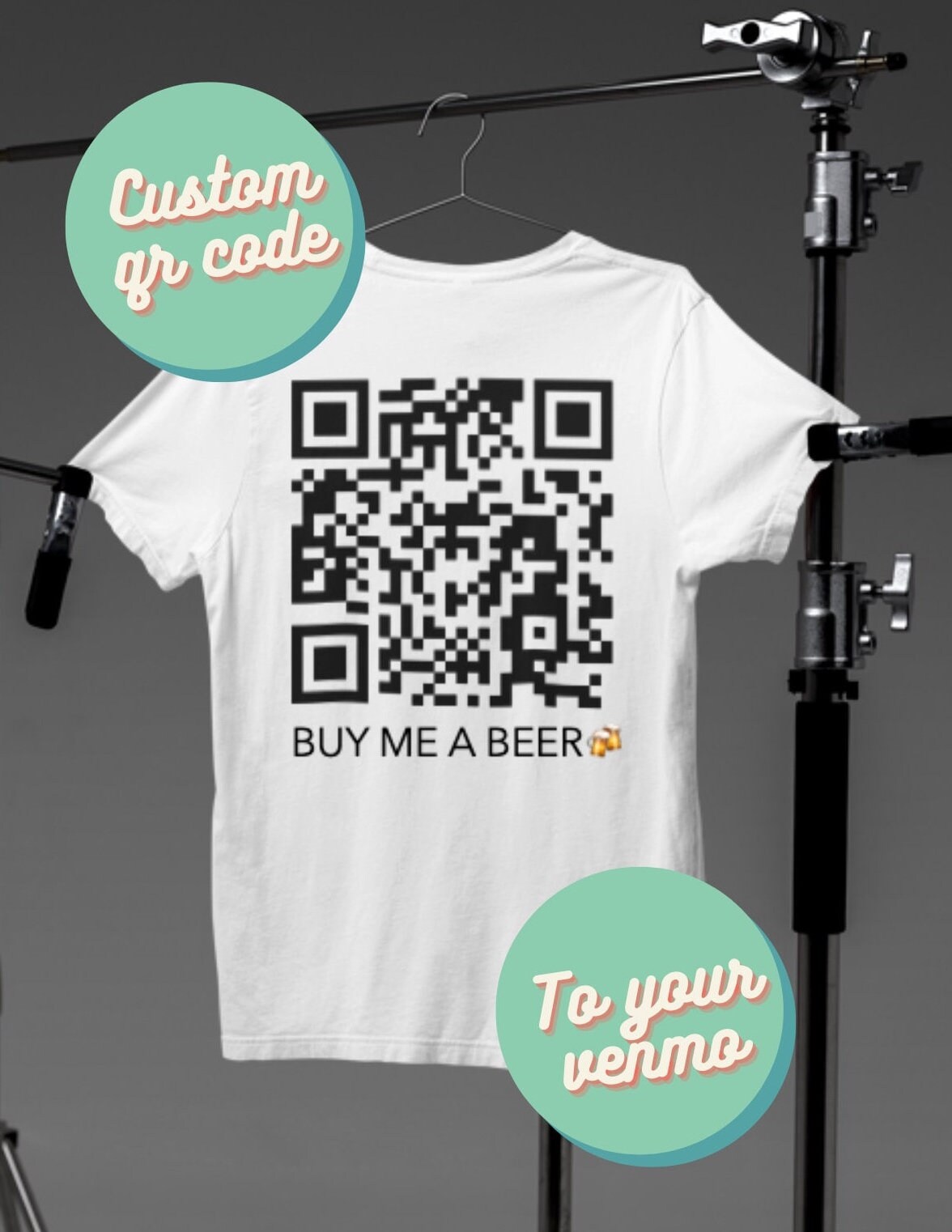 Custom QR CODE Shirt, Custom Shirt, Custom Qr Code to Your Venmo, Good ...