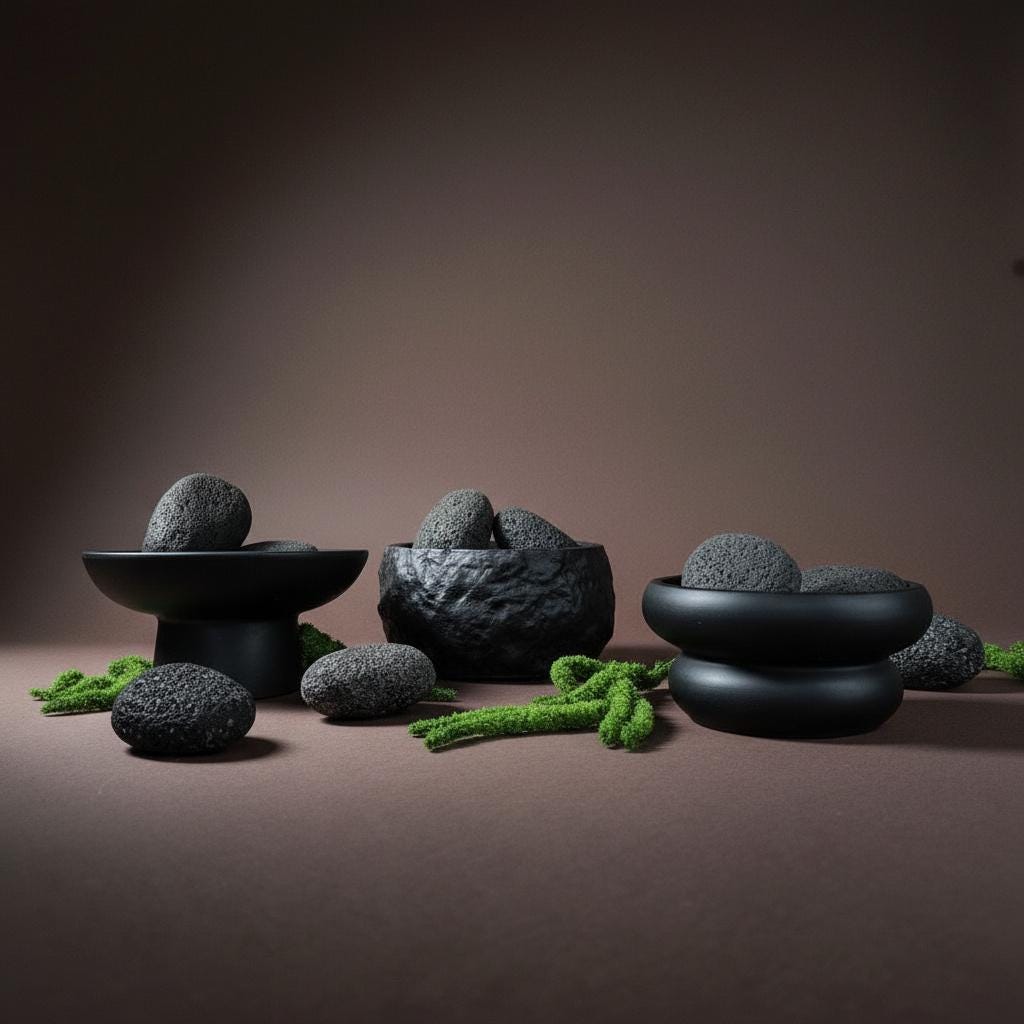 Lava Rock Essential Oil Diffuser With Handmade Jesmonite Bowl – Natural ...