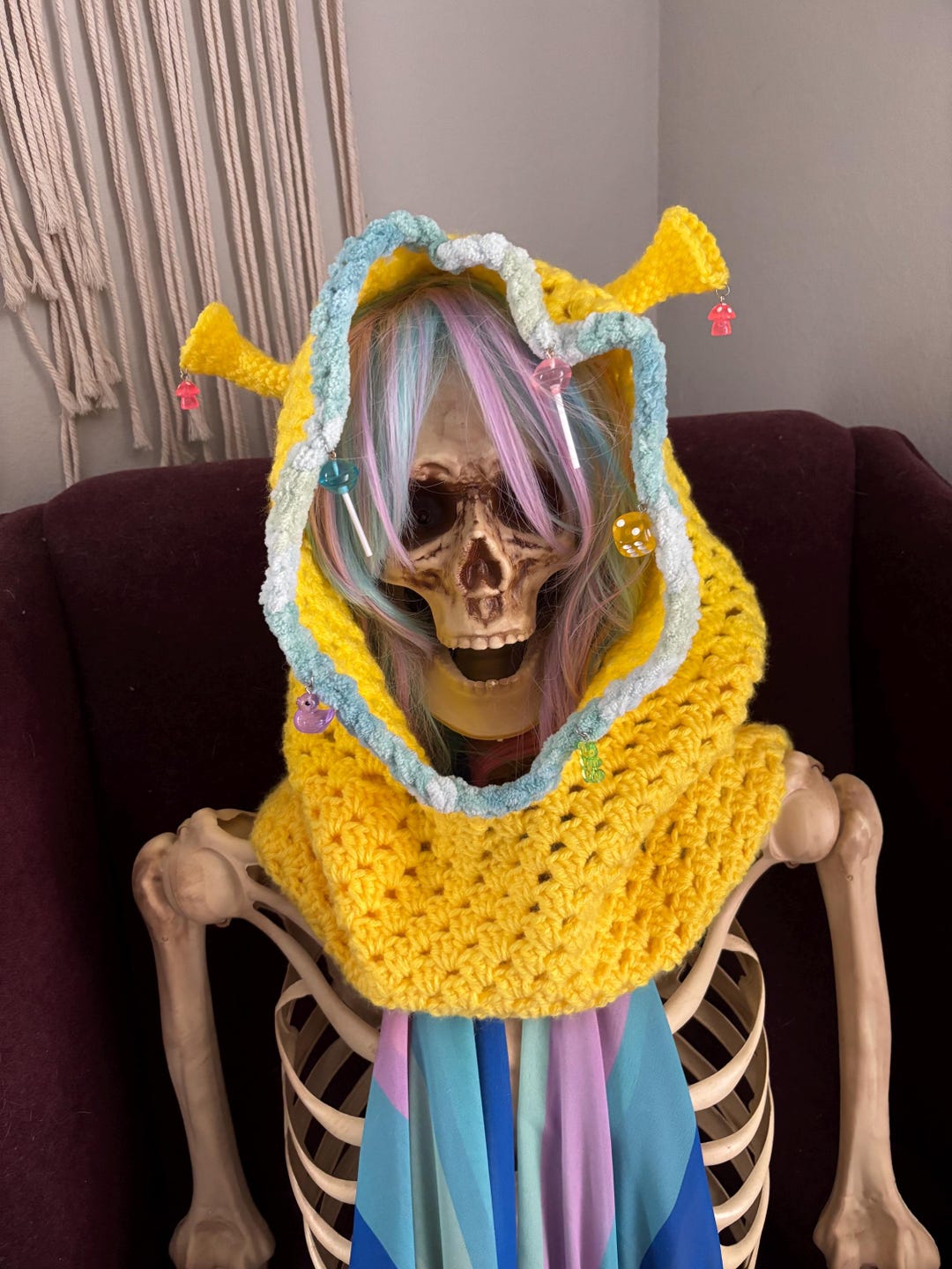 Trippy Monster Crochet Rave Hood With Charms | EDM Rave Festival ...