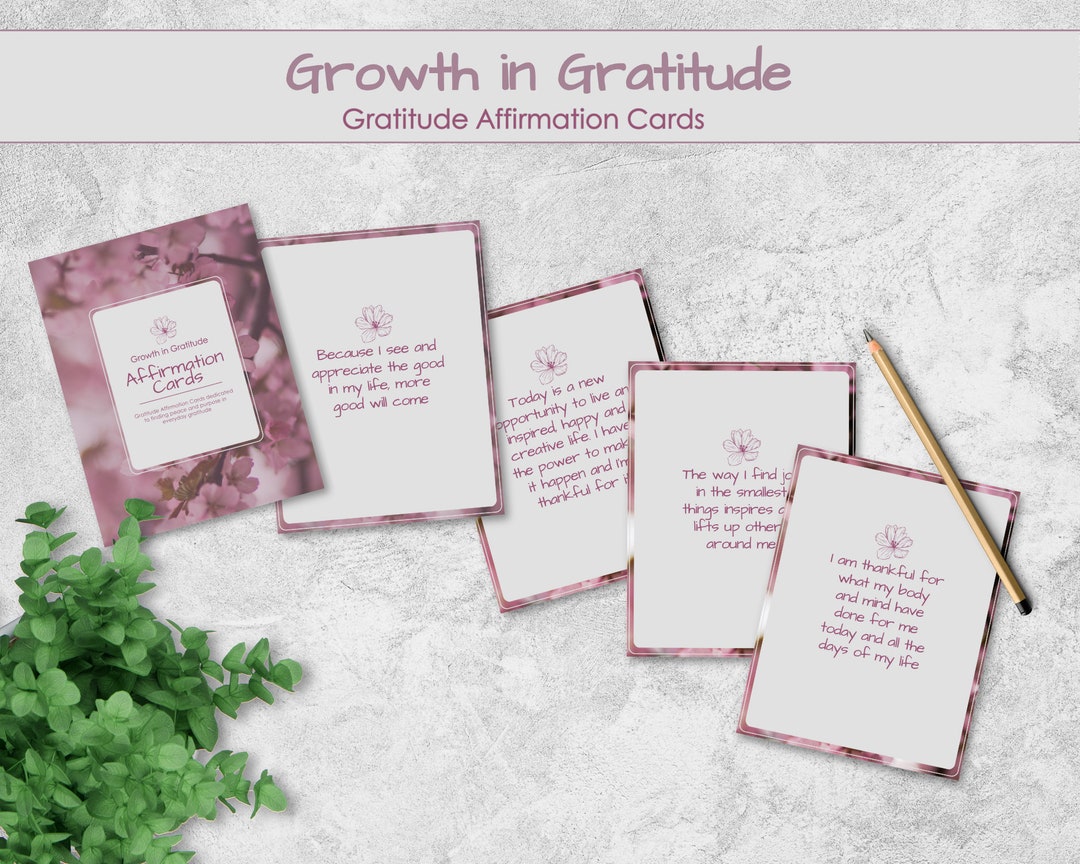 Gratitude Affirmation Cards Digital Download Instant Access Growth in ...