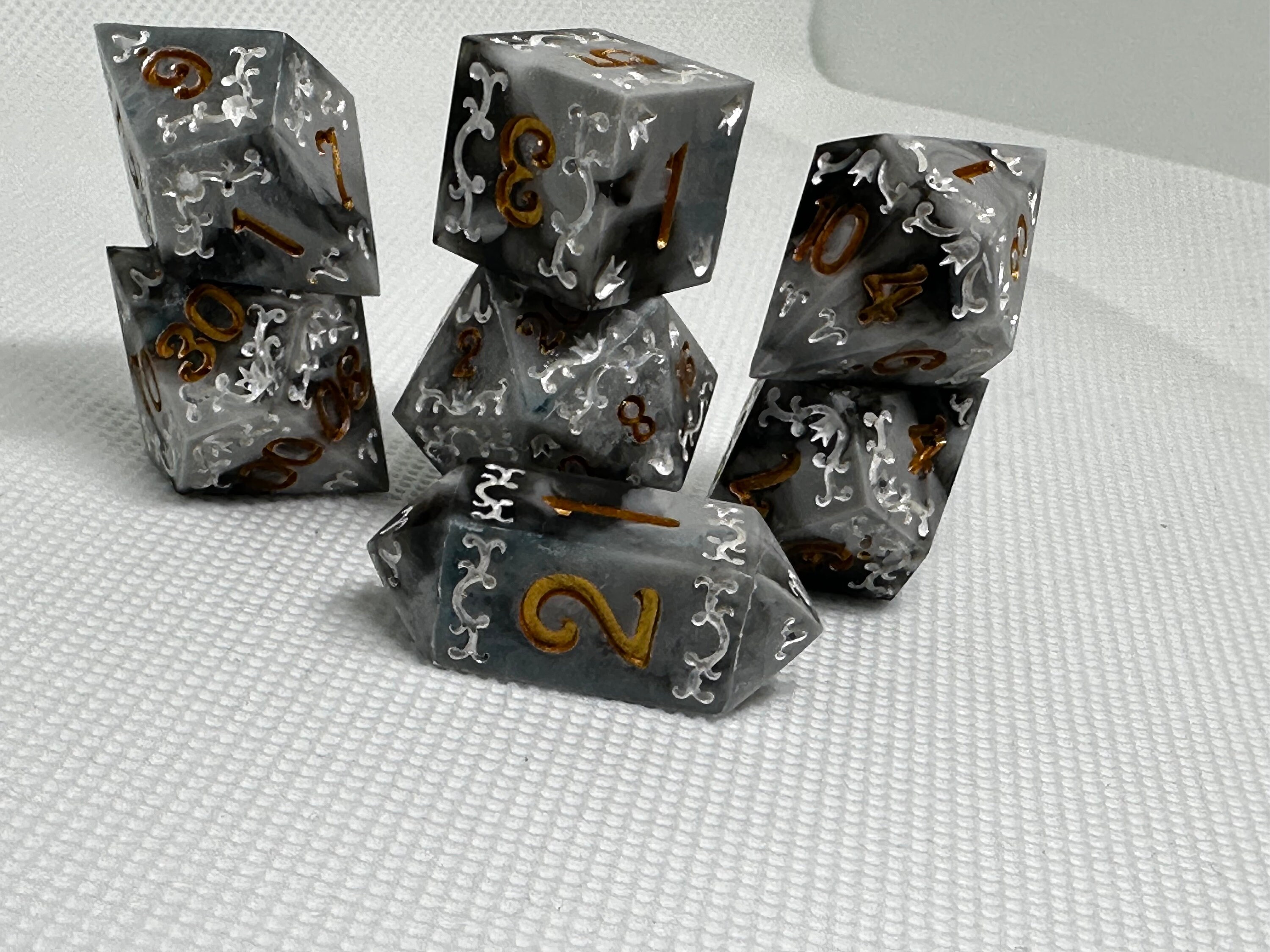 Marble Filigree Dice, With Hints of Blue, With 2 Color Inking - Etsy