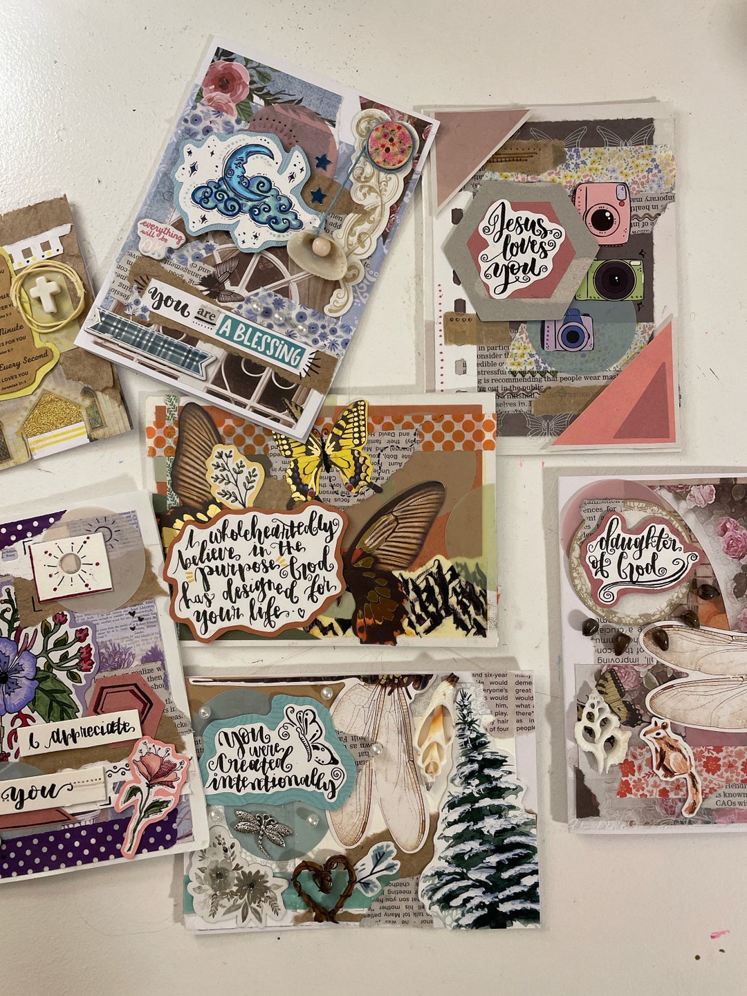 Scrapbooked Cards {with Hand-drawn Cut Outs} - Etsy
