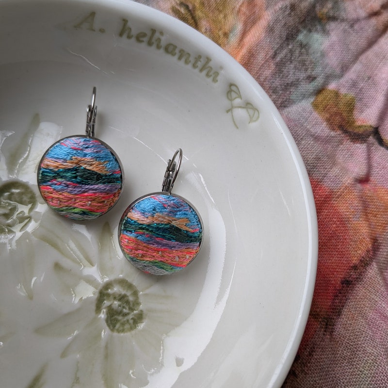 Embroidered Earrings - Etsy