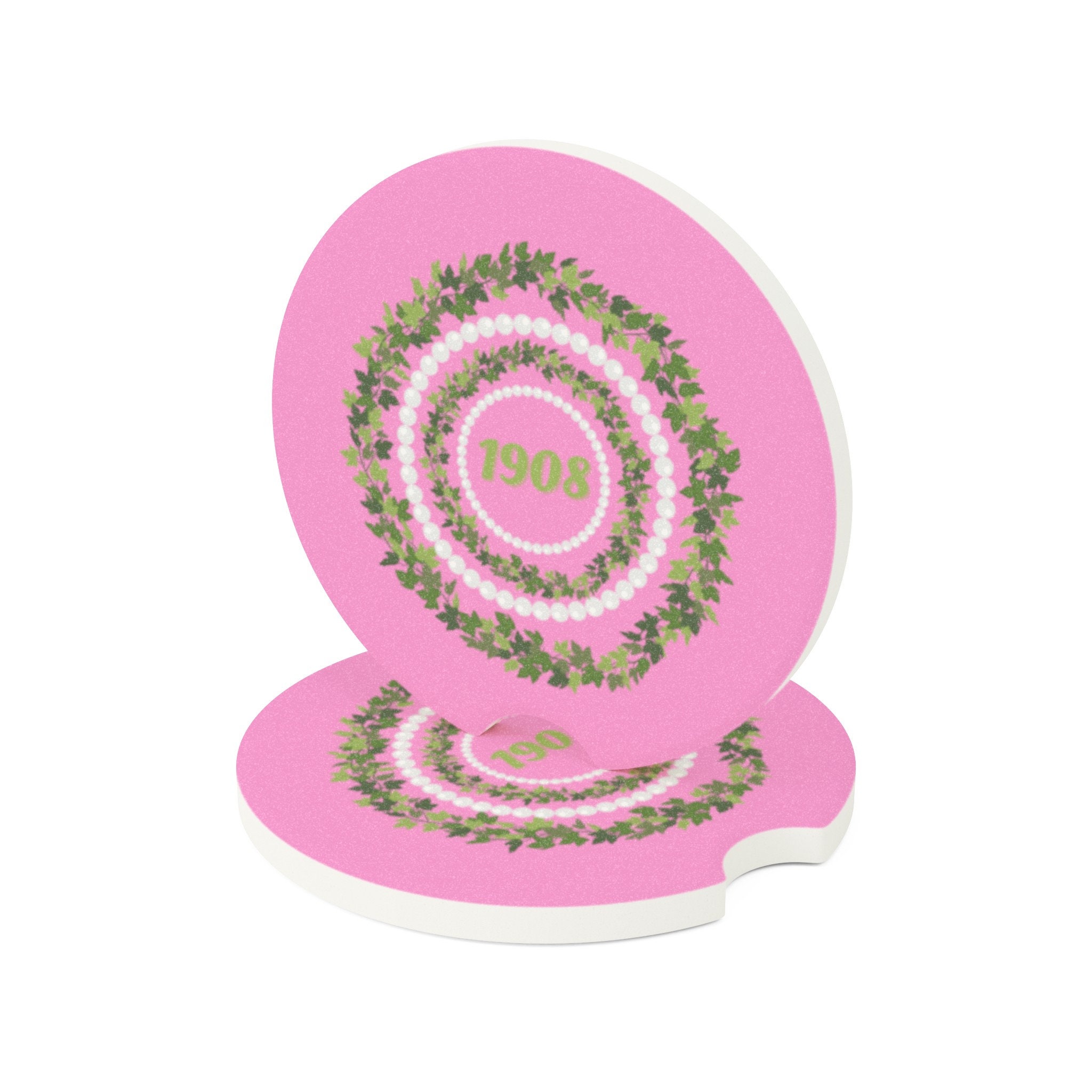 Car Coaster, Soapstone, Pink and Green Ivy, Pearls, Cute Car ...