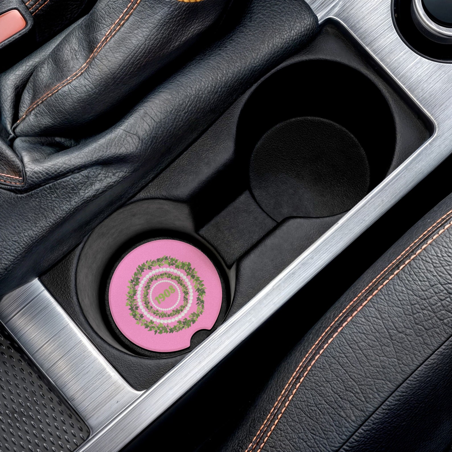 Car Coaster, Soapstone, Pink and Green Ivy, Pearls, Cute Car ...