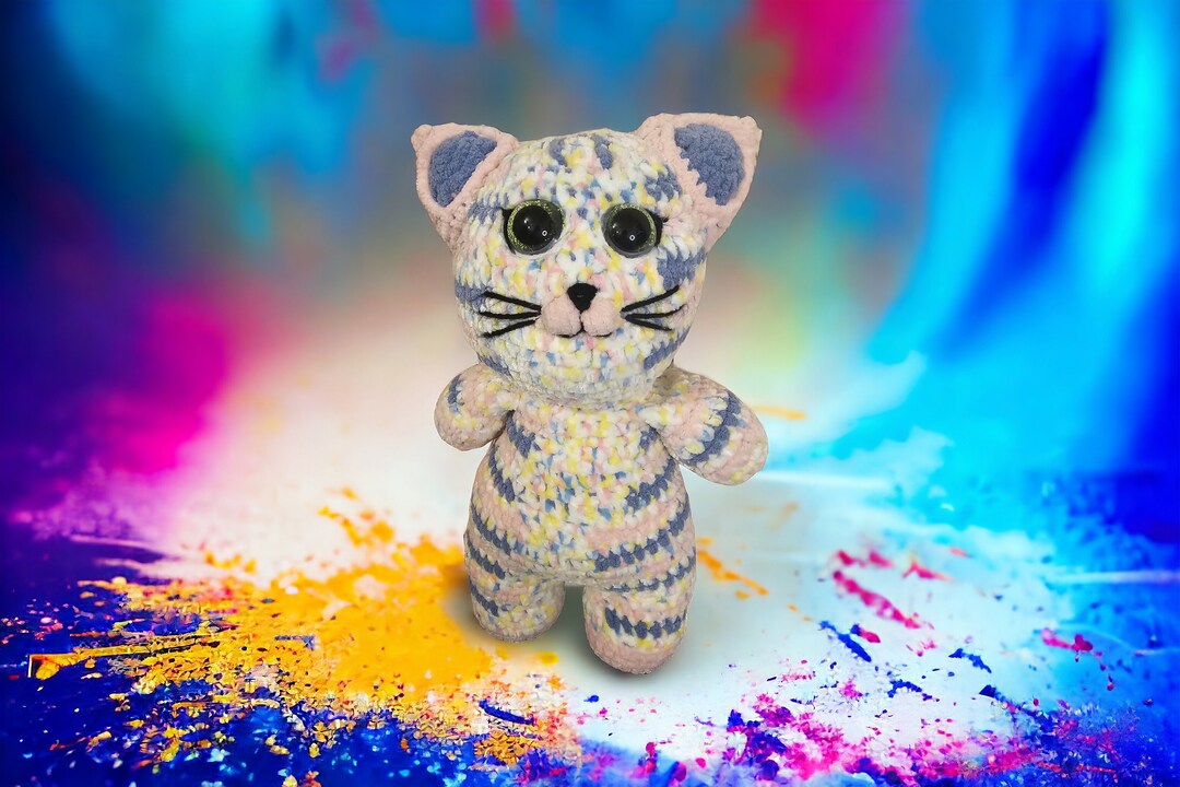 Handmade Crochet Multi Colored Kitty Cat Teddy Bear - Etsy