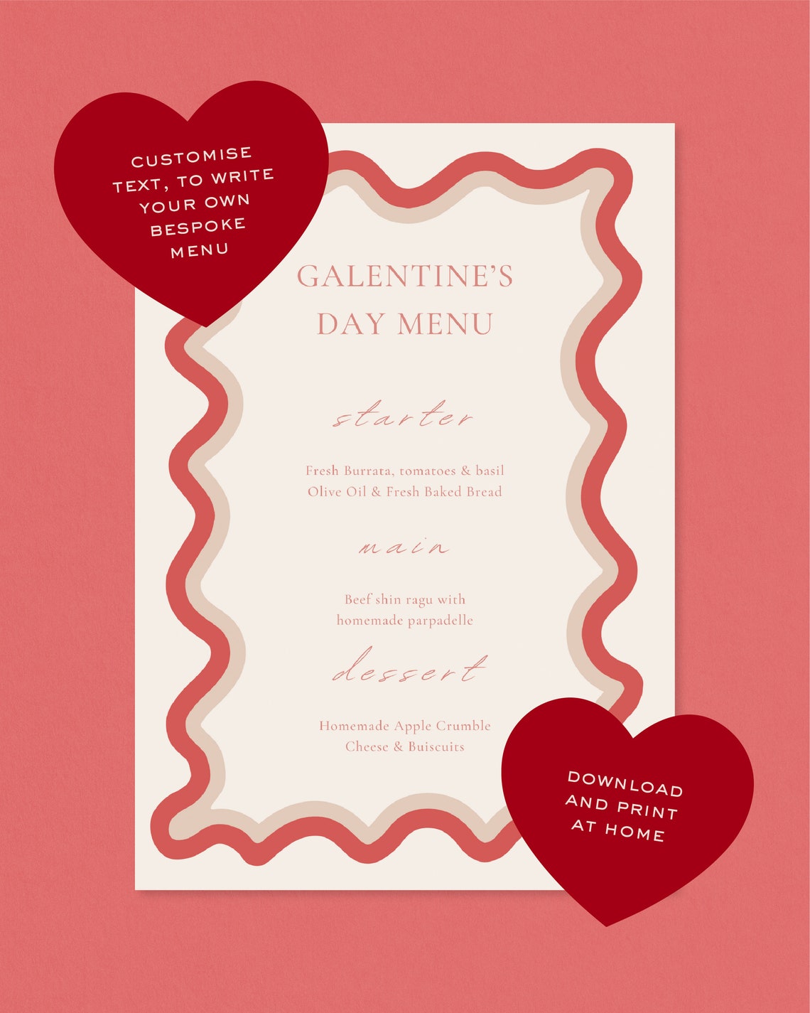 Valentine's Day Menu Template, Printable Valentine's Day Menu, Food ...