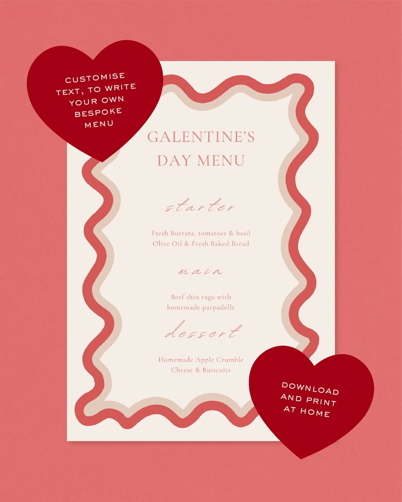 Valentine's Day Menu Template, Printable Valentine's Day Menu, Food ...