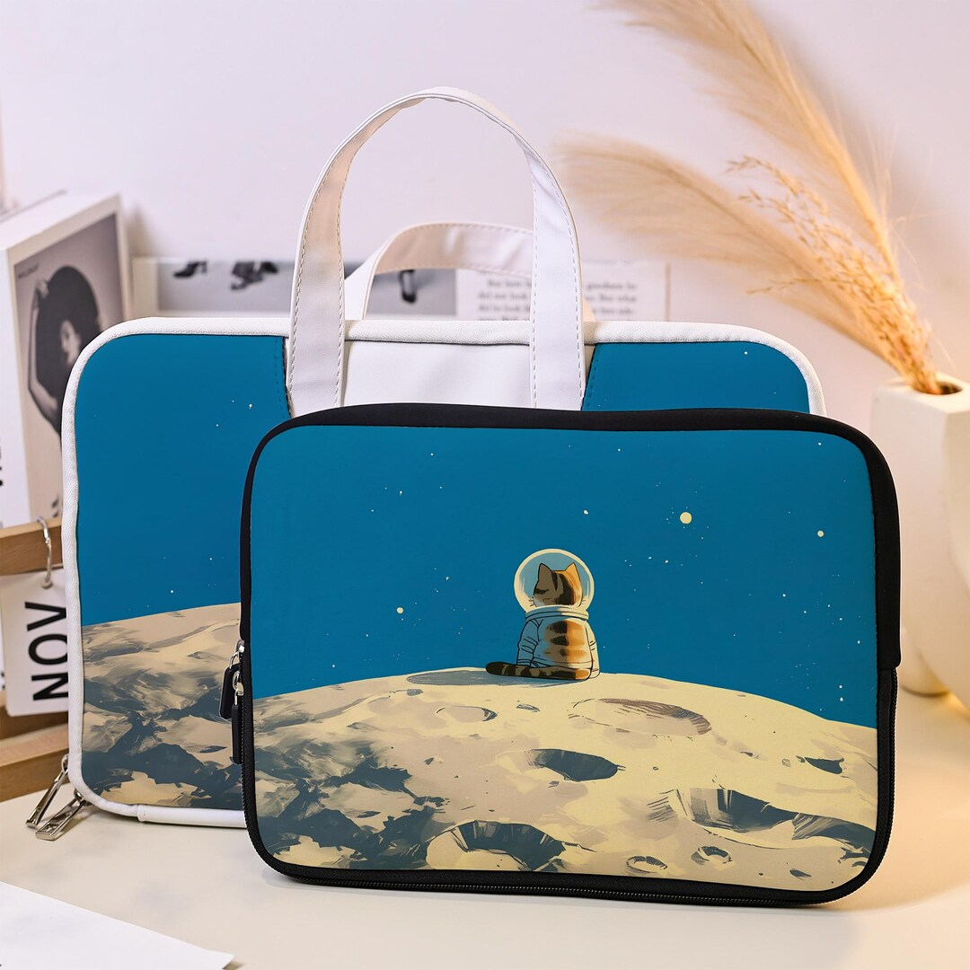 Cat on the Moon Laptop Sleeve,laptop Case,leather Laptop Sleeve,ipad ...