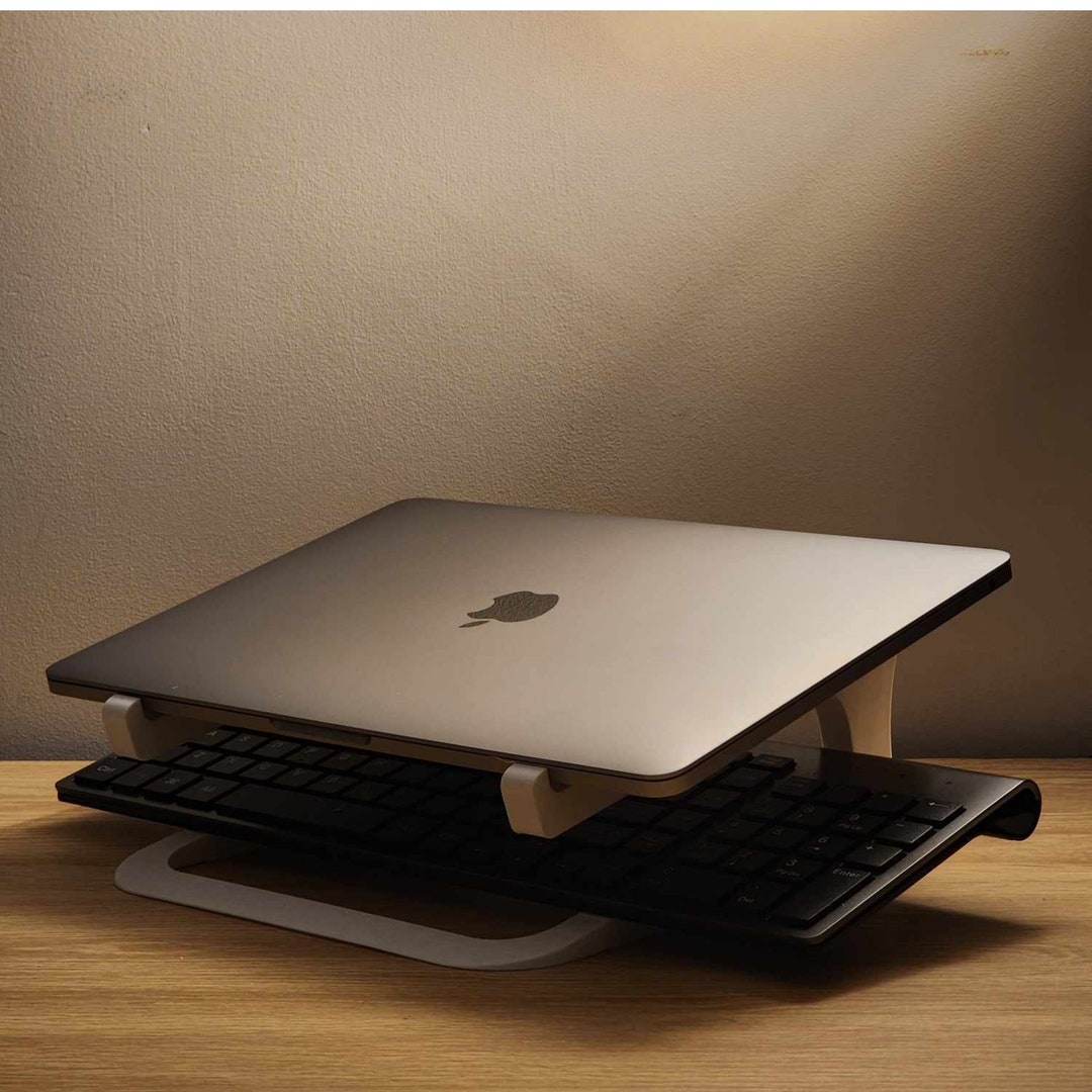 3D Printed Laptop Stand STL File Modern Sleek Design Ergonomic Keyboard ...