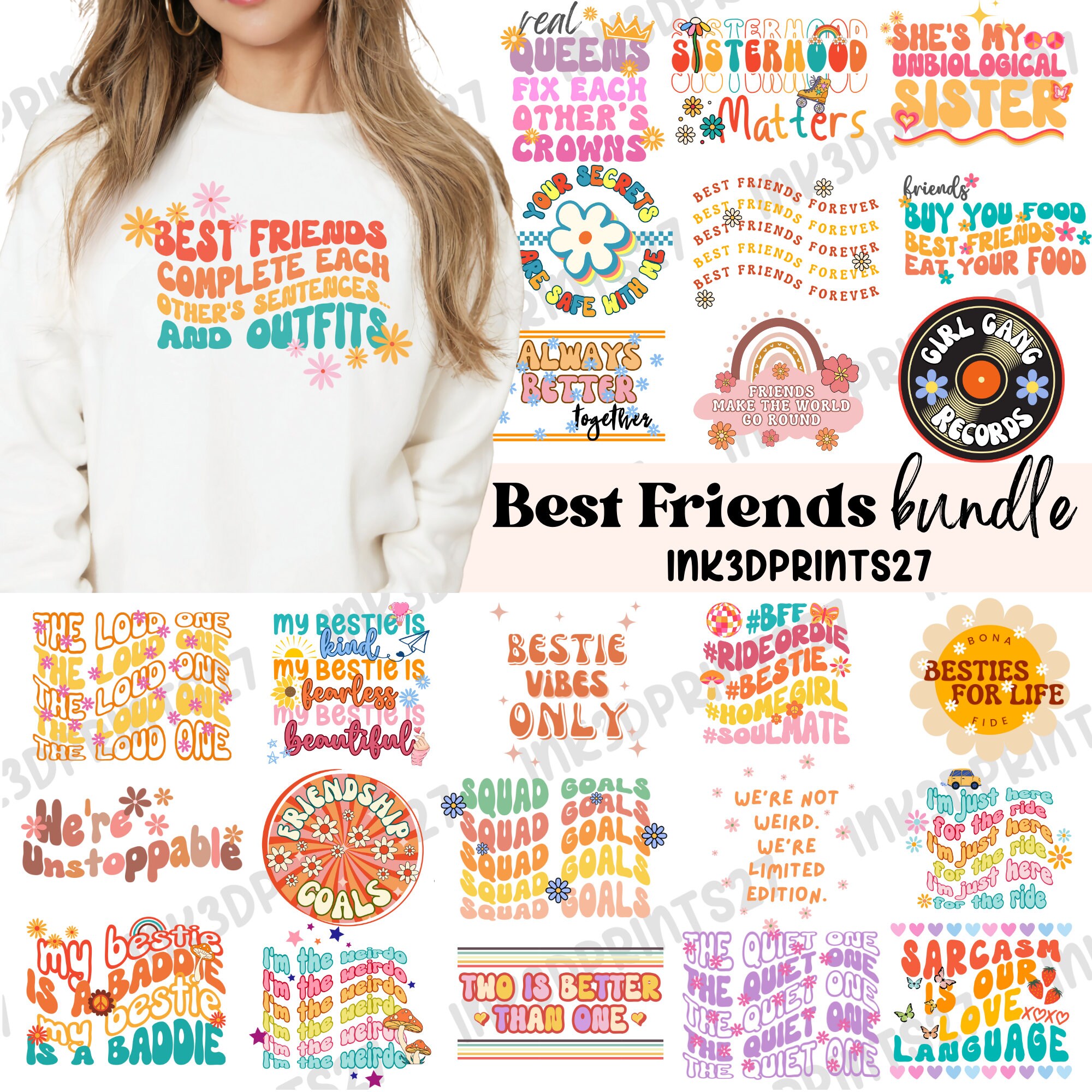 Retro Best Friends Svg Png Bundle, Groovy Friendship Svg, Best Friends ...