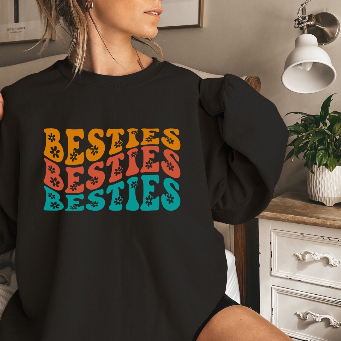 Besties SVG, Best Friends Forever Wavy Text Shirt, Groovy Best Friend ...
