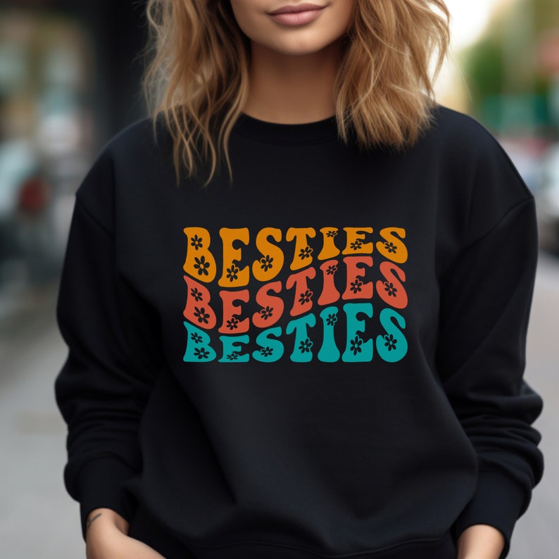 Besties SVG, Best Friends Forever Wavy Text Shirt, Groovy Best Friend ...