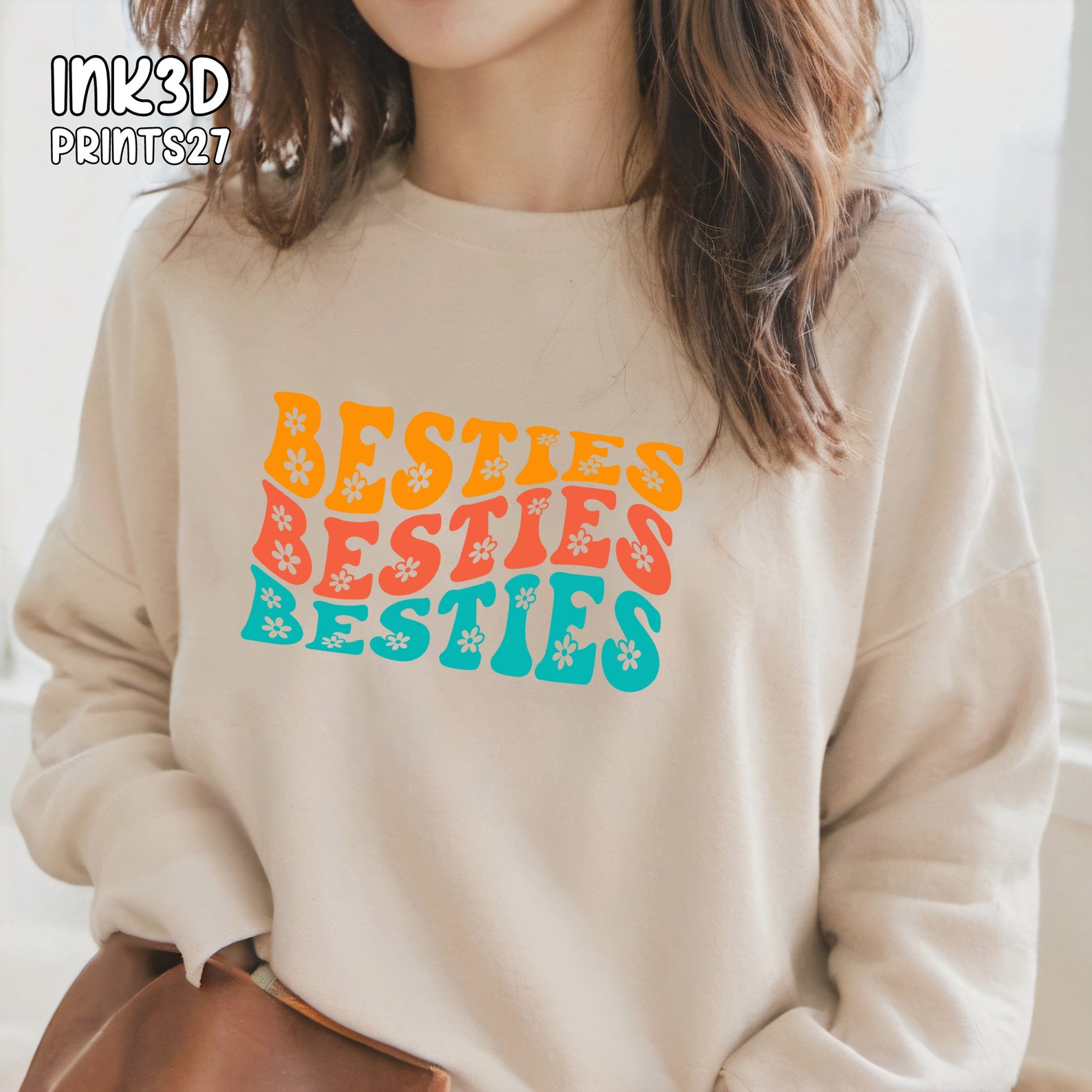 Besties SVG, Best Friends Forever Wavy Text Shirt, Groovy Best Friend ...