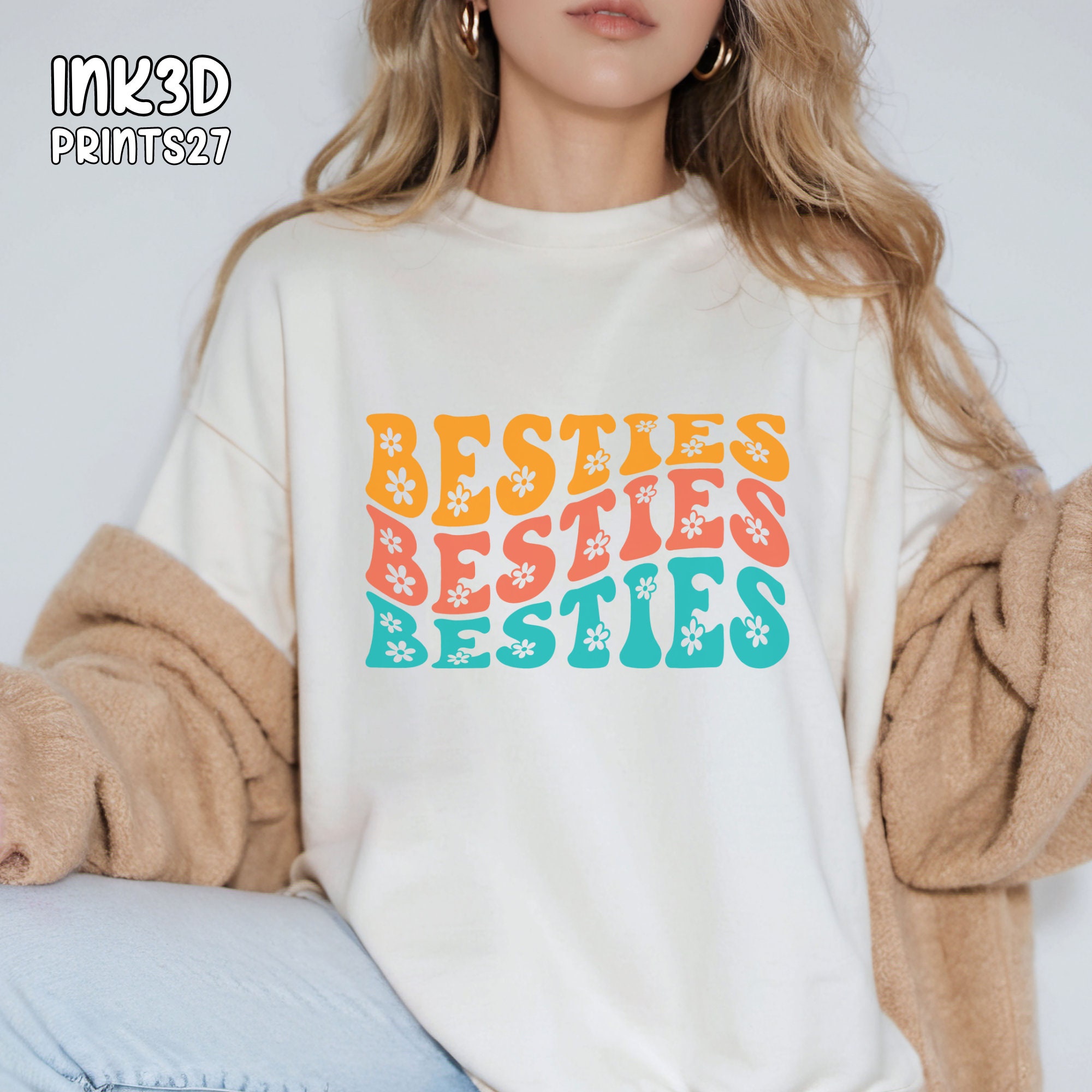 Besties SVG, Best Friends Forever Wavy Text Shirt, Groovy Best Friend ...