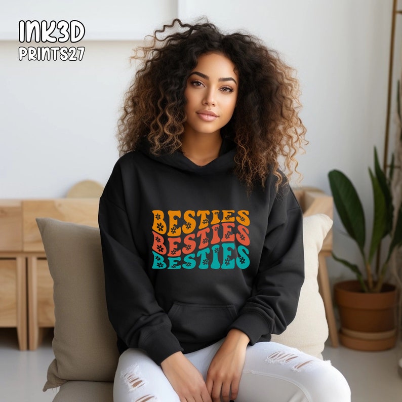 Besties SVG, Best Friends Forever Wavy Text Shirt, Groovy Best Friend ...