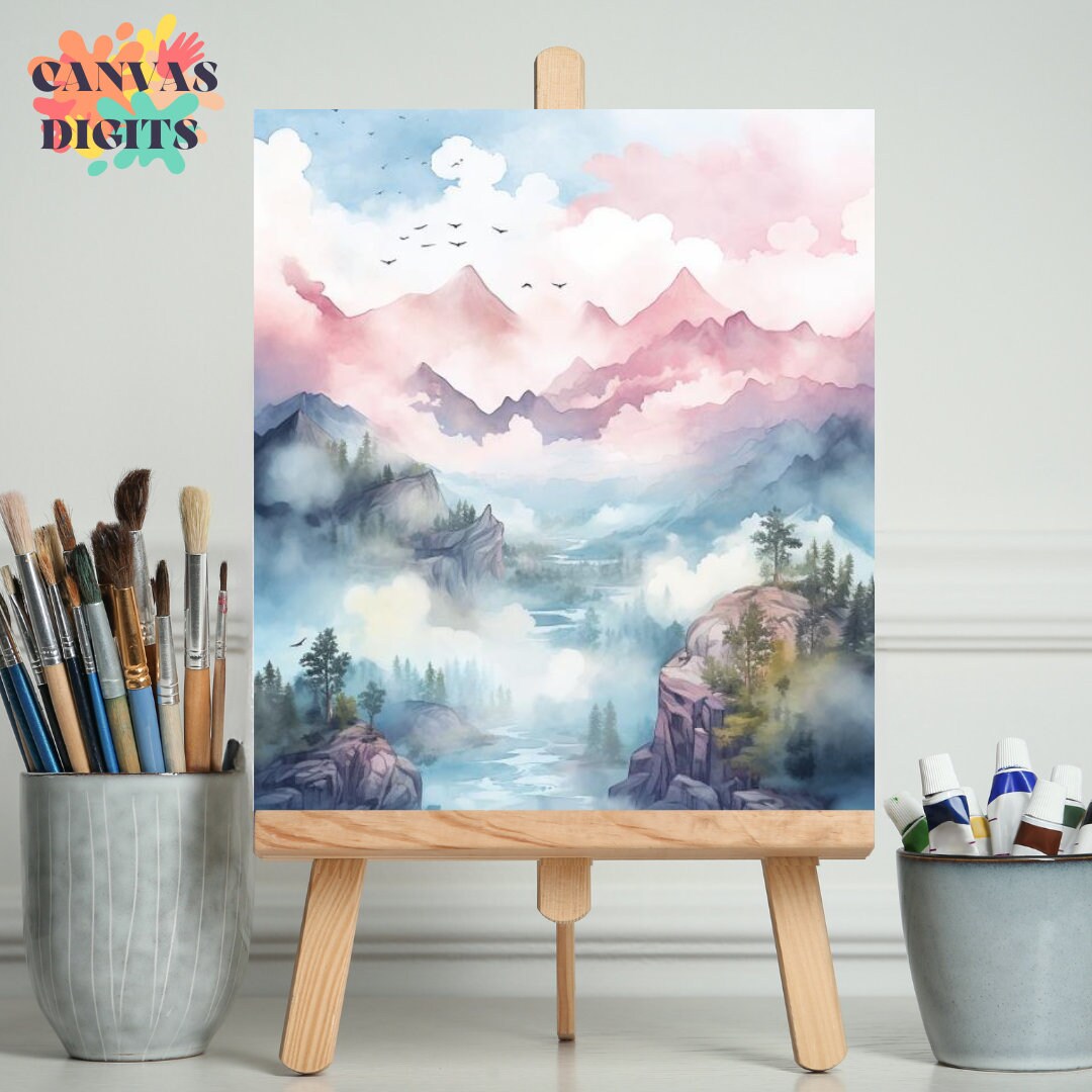 Diy Mountain Landscape Paint by Numbers Kit, Mysterious Landscape ...