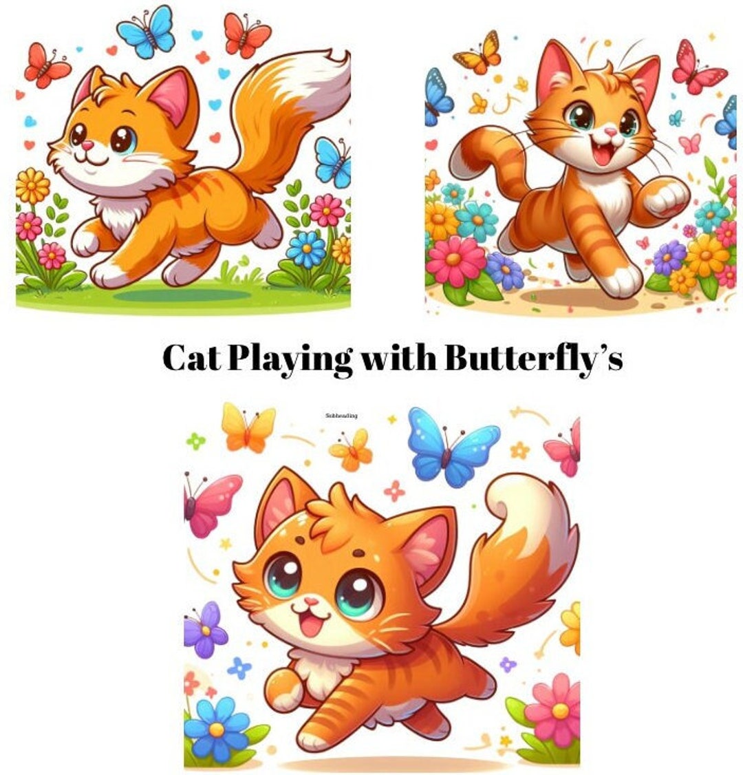 Cute Cat Clipart Bundle, Clip Art Set of 3 High Quality Pngs, Happy ...