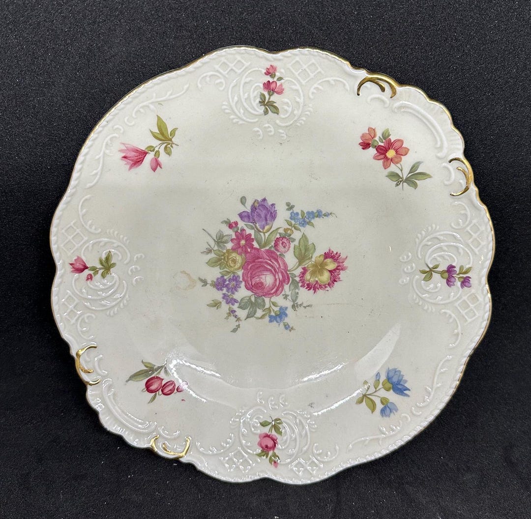 Antique Zeh Scherzer Bavaria Germany Floral White Porcelain Butter ...