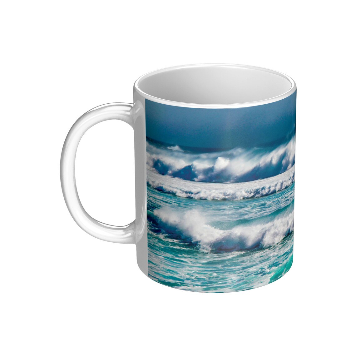 Wet and Wild Coffee Mug, Beach Stormy Day Ocean Waves Beachscape Beach ...