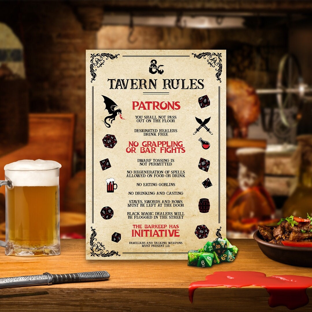 Dungeons & Dragons Tavern Rules Sign - Etsy Australia