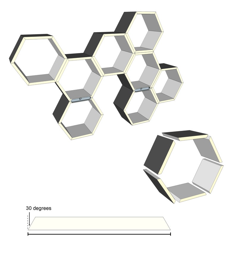 Floating Hexagon Shelf Woodworking Plan DIY - Etsy