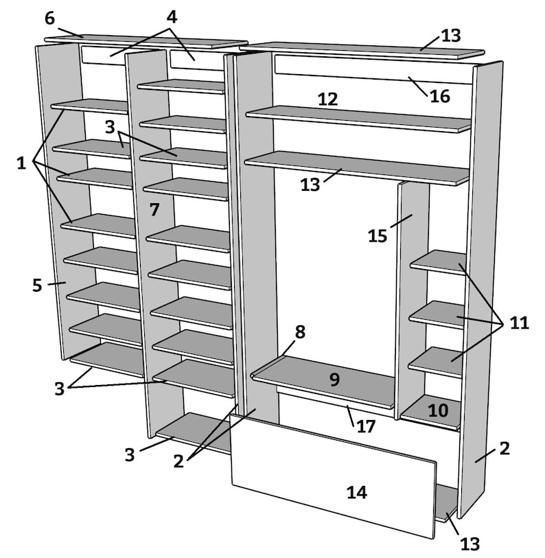 Entry Shoe and Storage Cabinet and Bench Plan DIY Woodworking - Etsy