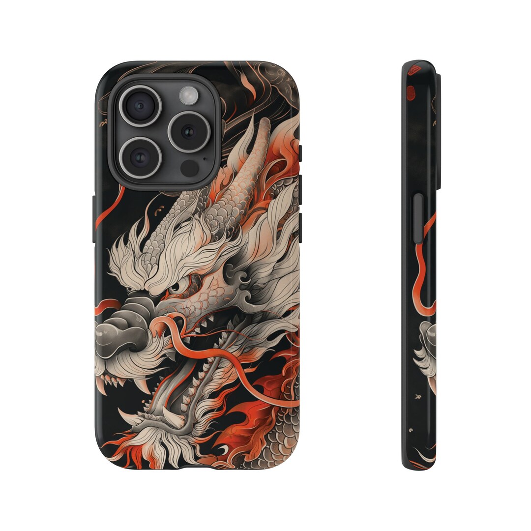 Dragon Phone Case, Japanese Tattoo Protective Phone Case, Retro Art ...