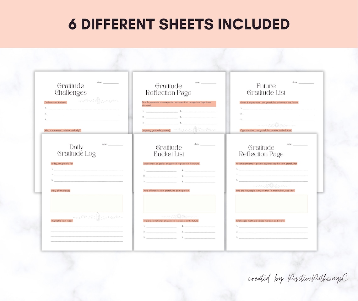 Self-reflection Gratitude Journal Adults Printable Sheet, Daily Self ...