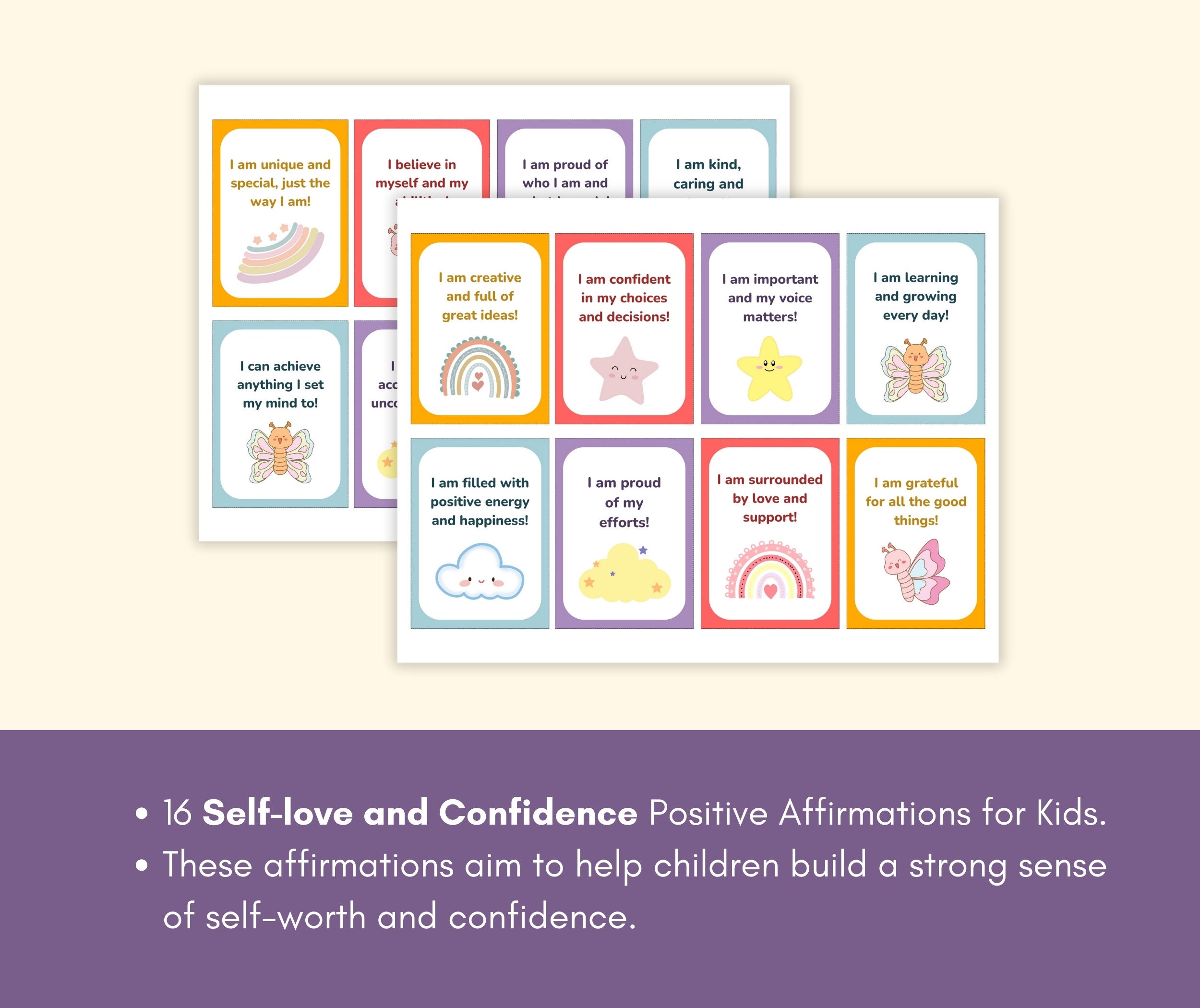 Kids Affirmation Cards: 48 Printable Positivity Cards, Daily Positive ...