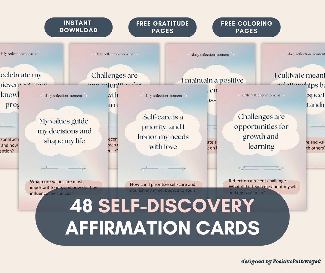 Emotional Reflection Cards Women, Self-care Printable Deck, Daily ...