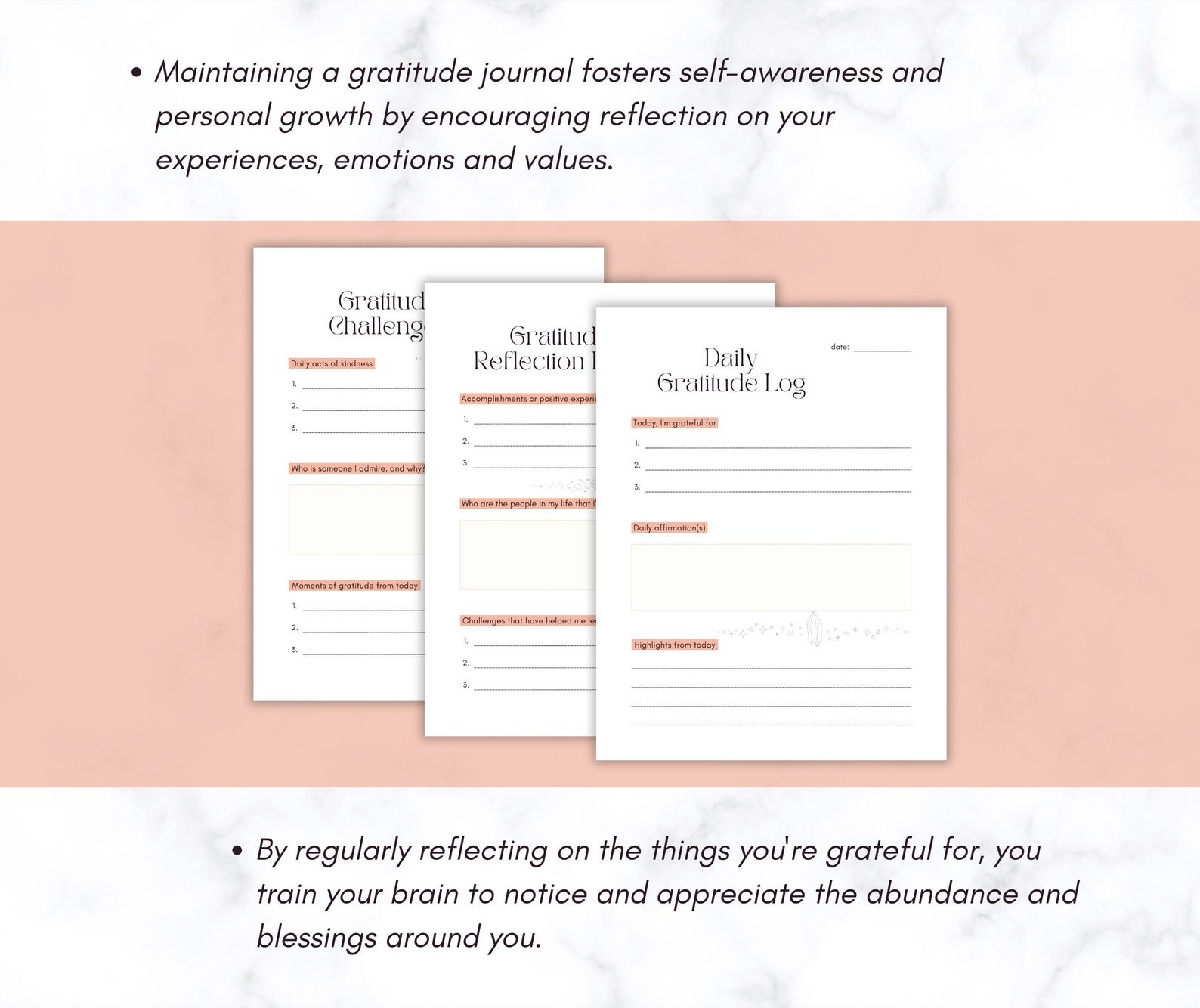 Self-reflection Gratitude Journal Adults Printable Sheet, Daily Self ...