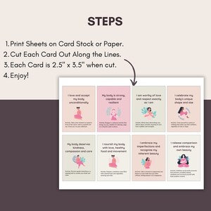 Body Image Printable Cards, Daily Affirmations Body Positivity With ...