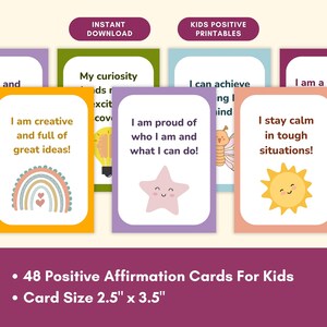 Kids Affirmation Cards: 48 Printable Positivity Cards, Daily Positive ...