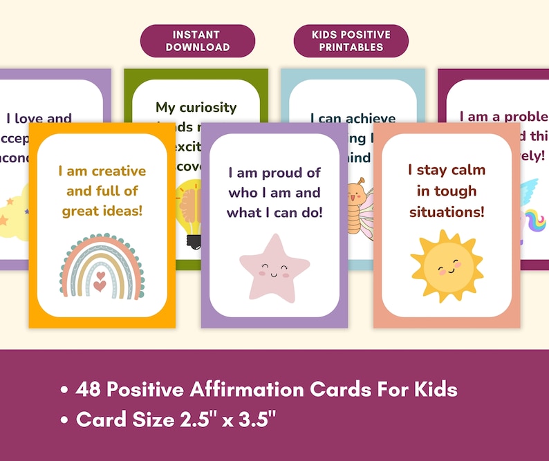 Confidence Courage Affirmation Card for Kids, Printable Children ...