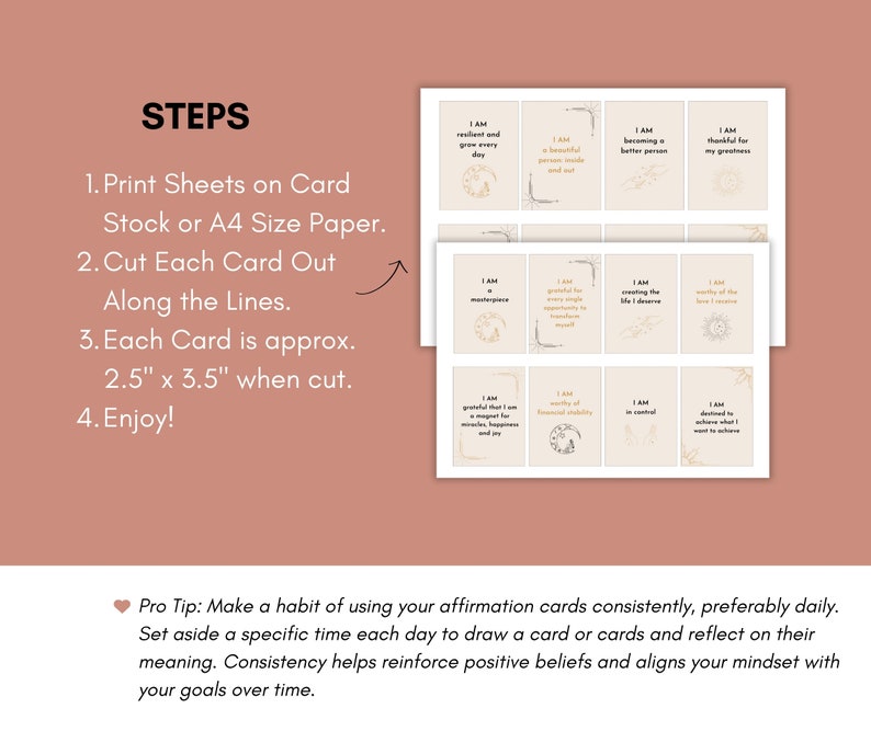 Positive Affirmation Cards, Positive Mindset Kit, Personal Growth Set ...