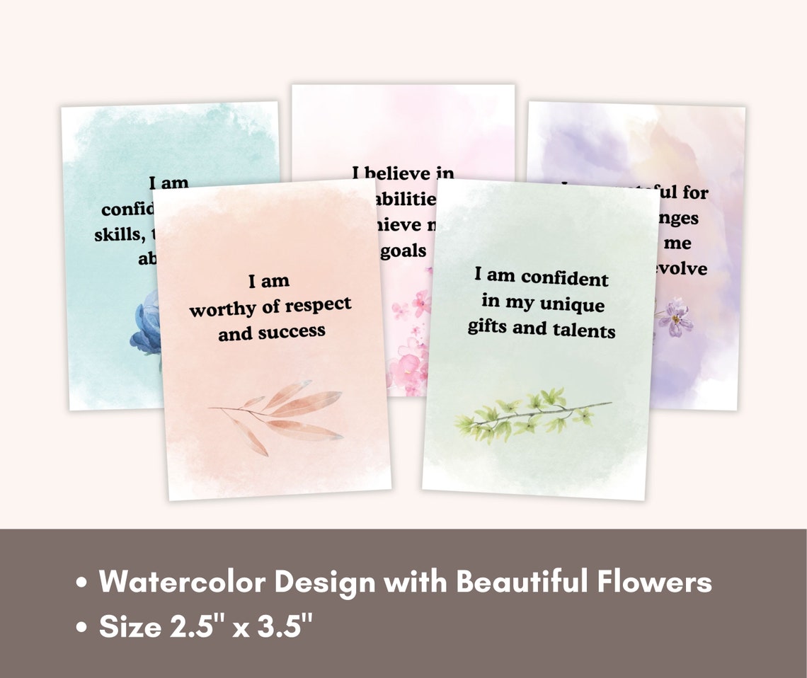 Confidence Success Watercolor Affirmation Cards, Positive Powerful ...